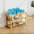 CHITOOMA Bamboo Shoe Storage Bench with 3 Tiers, Natural Wood Entryway ...