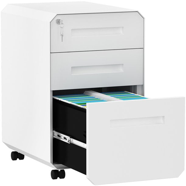 DWVO 3-Drawer Vertical File Cabinet Storage Mobile Office Metal for A4 ...