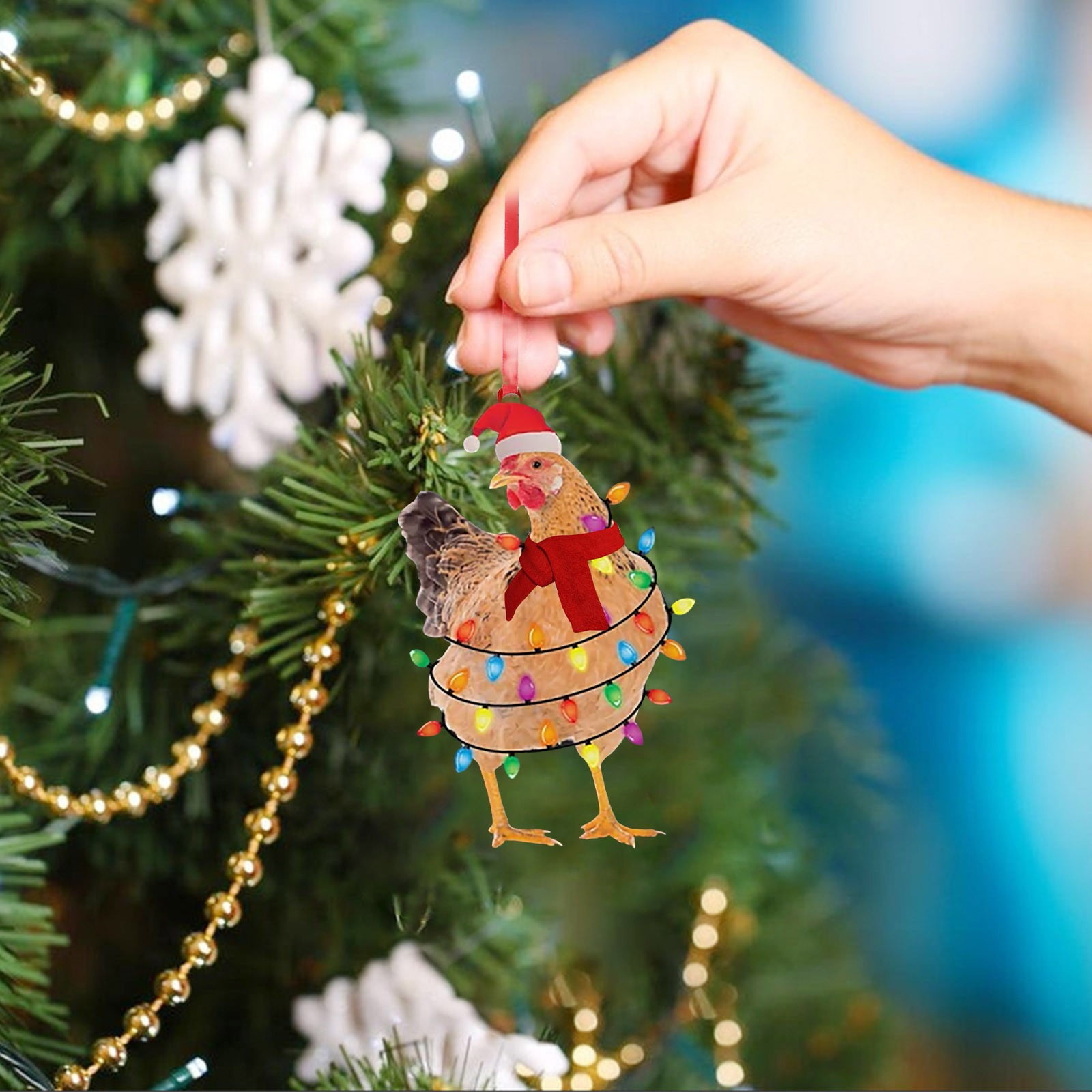 Click here for Vivavault Festive Chicken Acrylic Hanging Ornament... prices