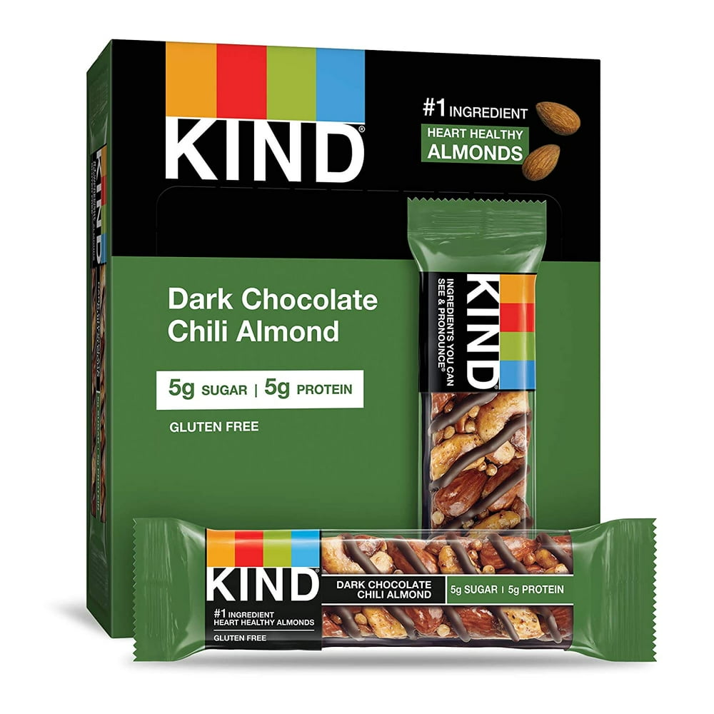 KIND Bars, Dark Chocolate Chili Almond, Gluten Free, 1.4oz, 12 Snack ...