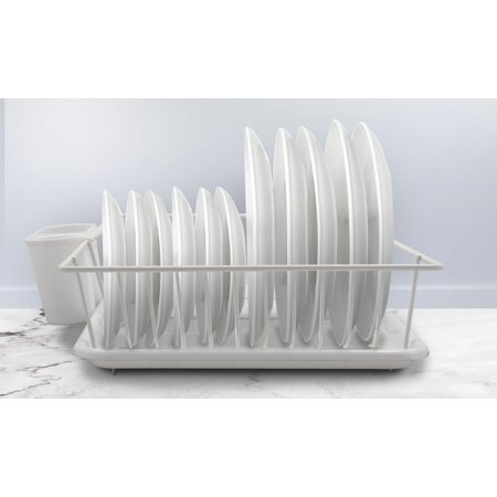 Dish Drainer Rack with Drain Mat | Stainless Steel Countertop Drying ...