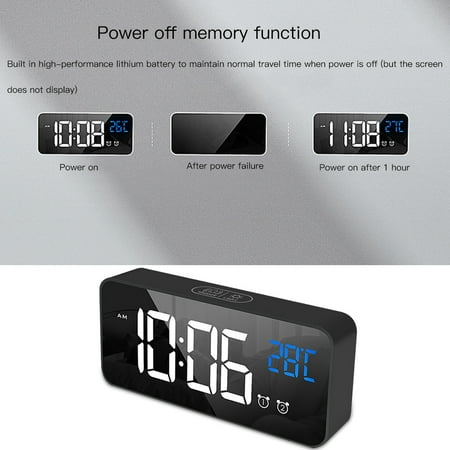 Smart LED Mirror Electronic Clock Nap Reminder; LED Portable Home USB ...