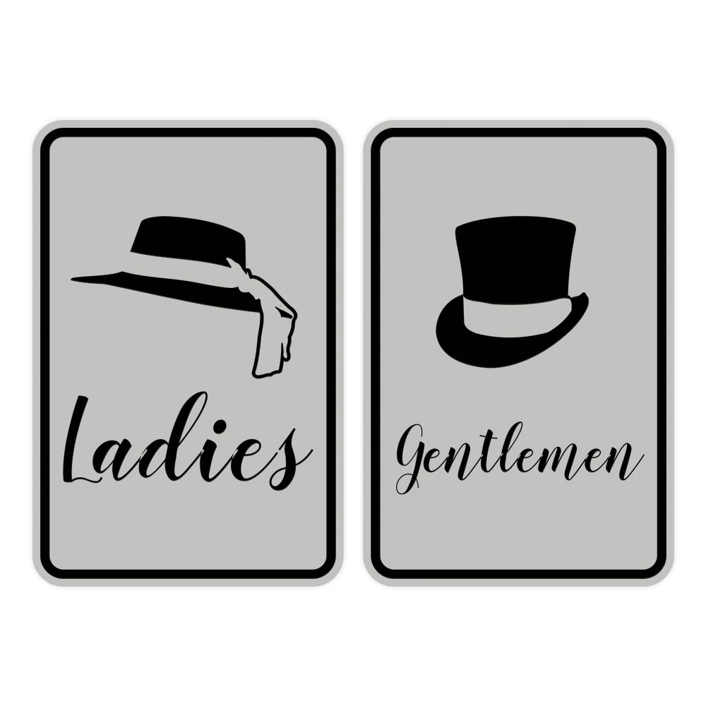 Portrait Round Ladies And Gentlemen Sign Set (Lt Gray) - Small 4" x 6 ...