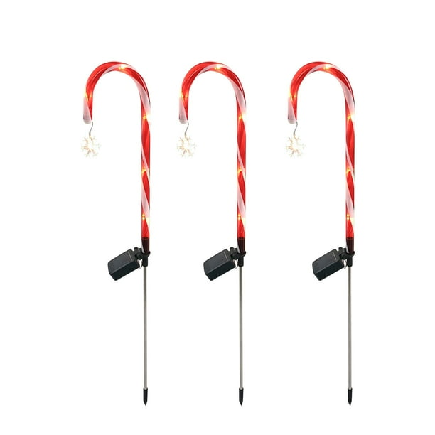 3 Pieces Cane Pathway Marker Lights for Valentine's Day Yard Style B ...