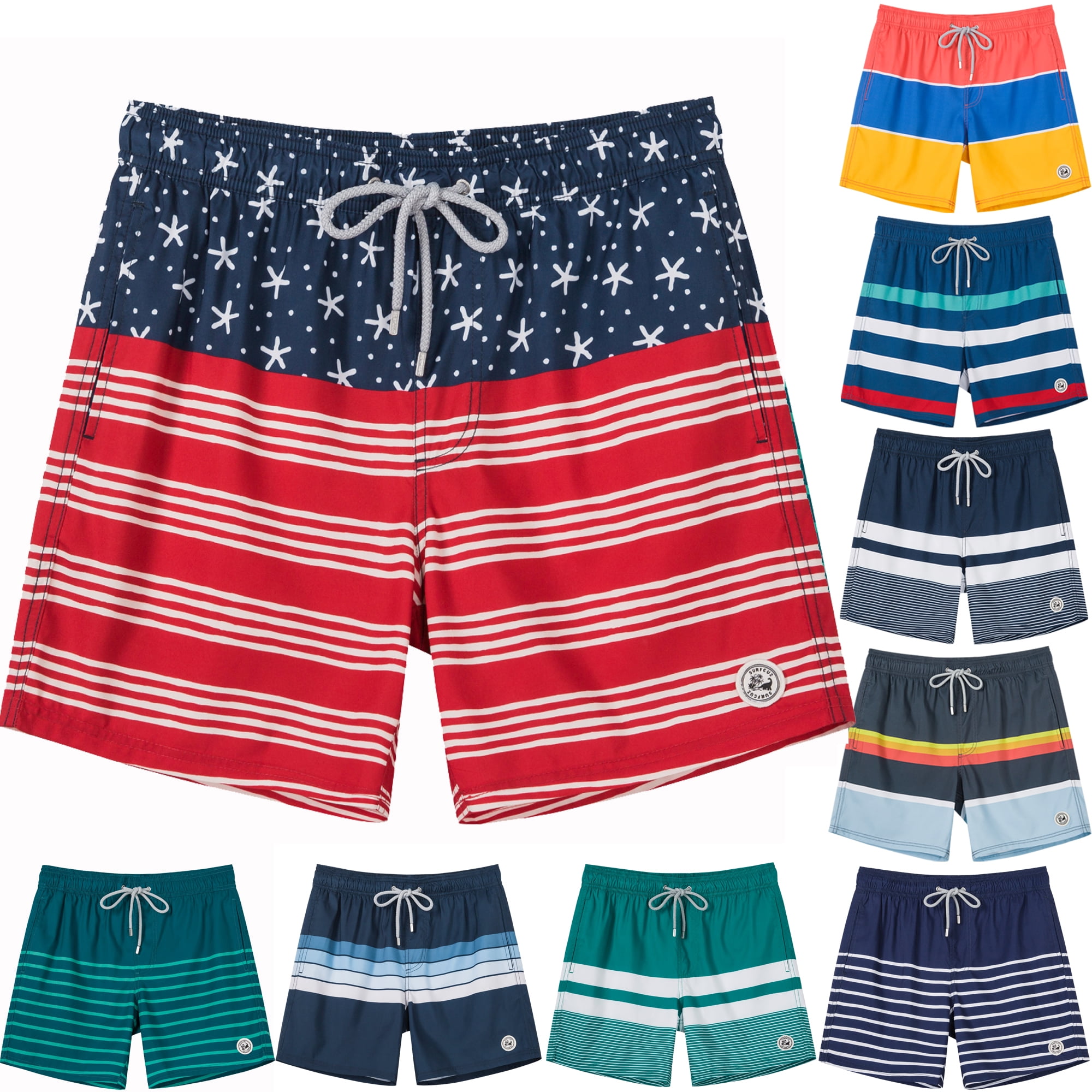 SURF CUZ Men's Swim Trunks Mesh Lined Beach Swim Shorts for Men, up to ...