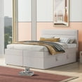 Upholstered Platform Bed with Storage Underneath, Queen Size Bed Frame ...