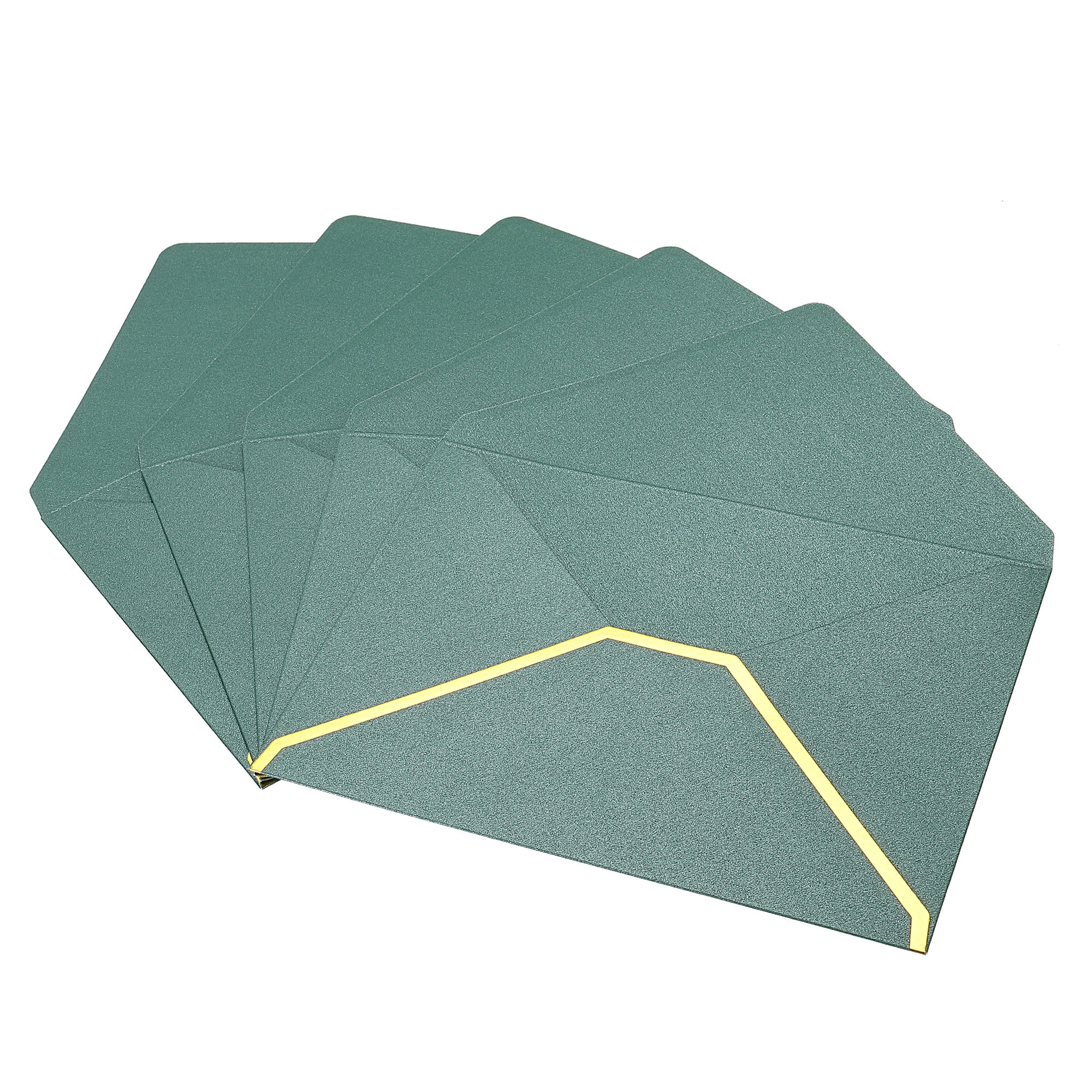 Uxcell B6 Luxury V Flap Gold Border Invitation Wedding Envelopes, Green ...