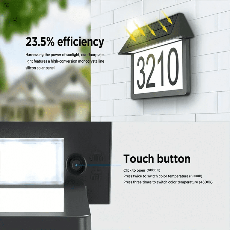 Waterproof Solar Address Plaque Light EYROSA Solar Address Sign ...