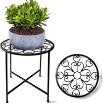JUNBEI Metal Plant Stand, 15'' Tall, Rustproof Black Iron Decor for ...