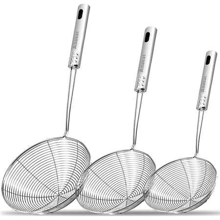 ANAEAT Stainless Steel Spider Strainer Skimmer, Set of 3 Professional ...