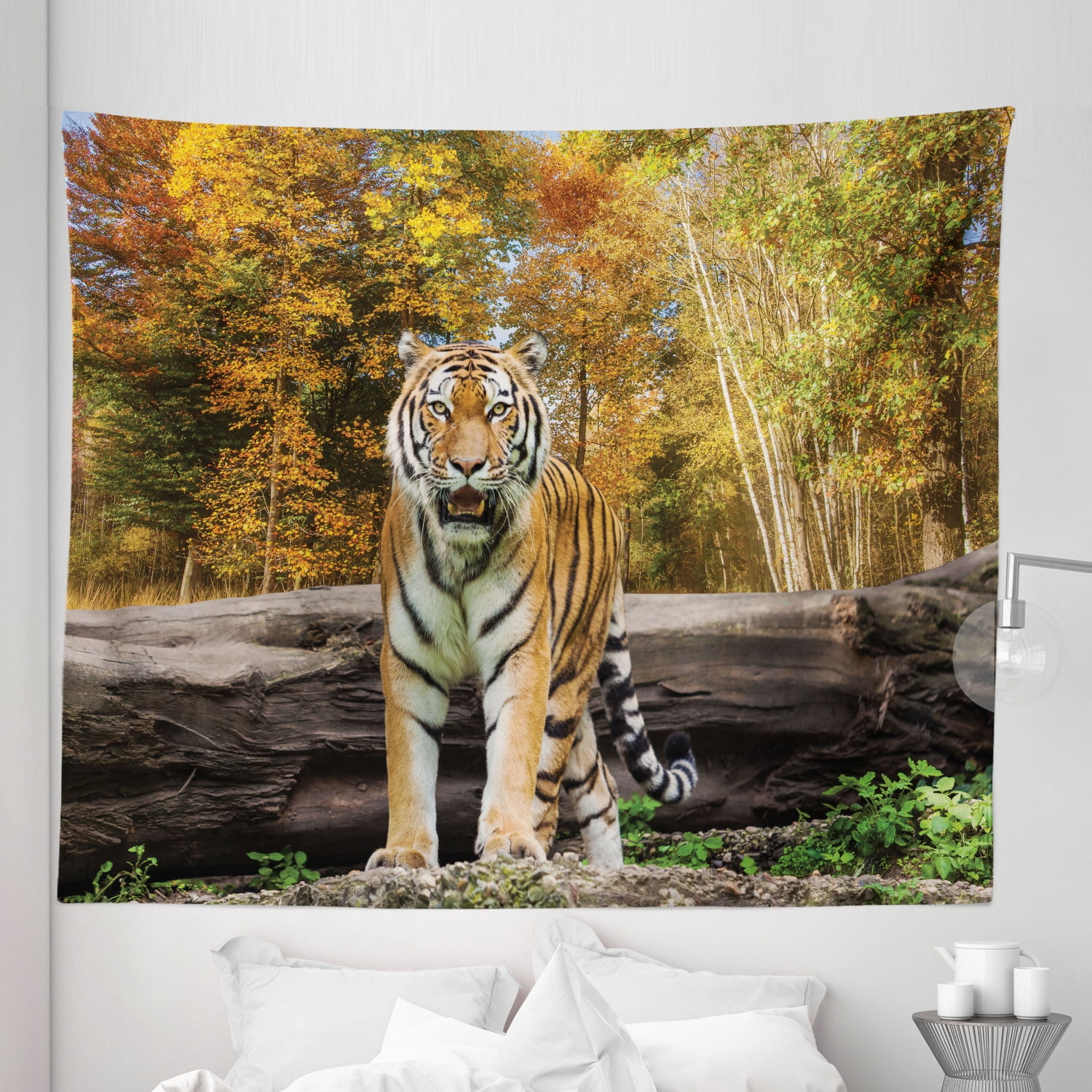 Animal Tapestry, Tiger in the Forest Standing and Gazing at the Camera ...