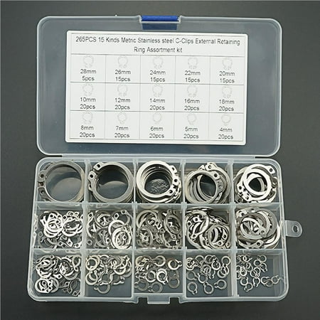265pcs C-Clip Snaps C-Clips External Retaining Ring Assortment ...