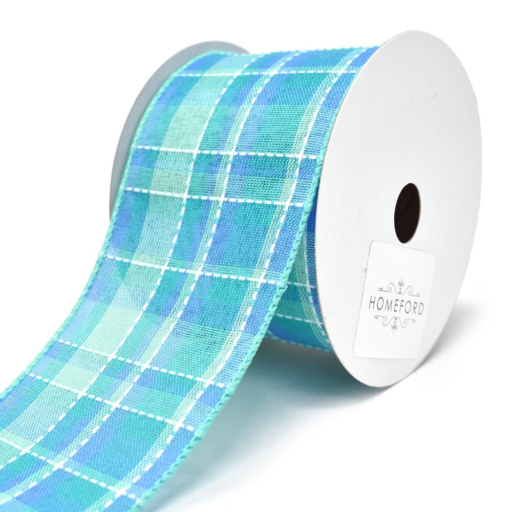 Iris Dash Plaid Wired Ribbon, Aqua, 2-1/2-Inch, 10-Yard - Walmart.com