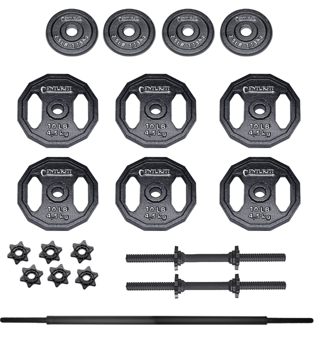 Set de Pesas 70 Libras CENTURFIT Barra Mancuernas Discos | Walmart en línea