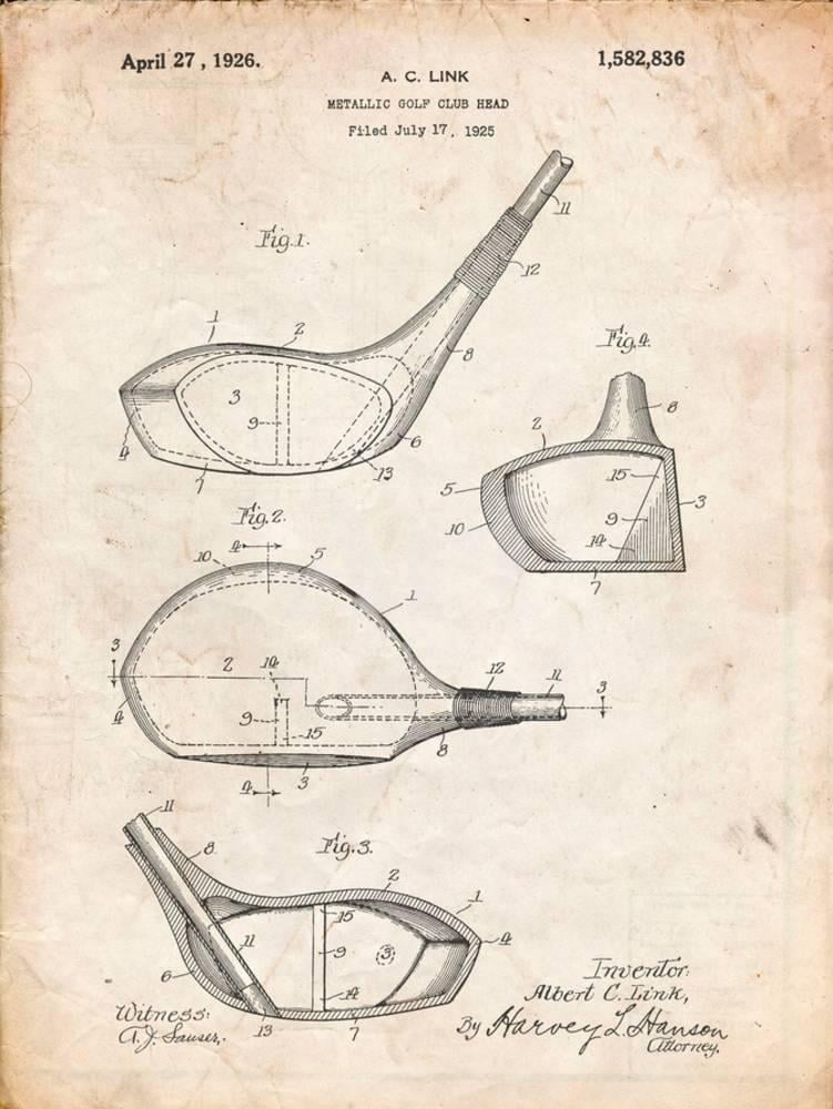 Golf Club Driver Patent, Unframed Art Print Wall Art by Cole Borders ...