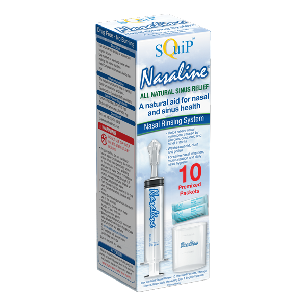 Squip Nasaline Nasal Rinsing System with 10 Premixed Saline Packets ...