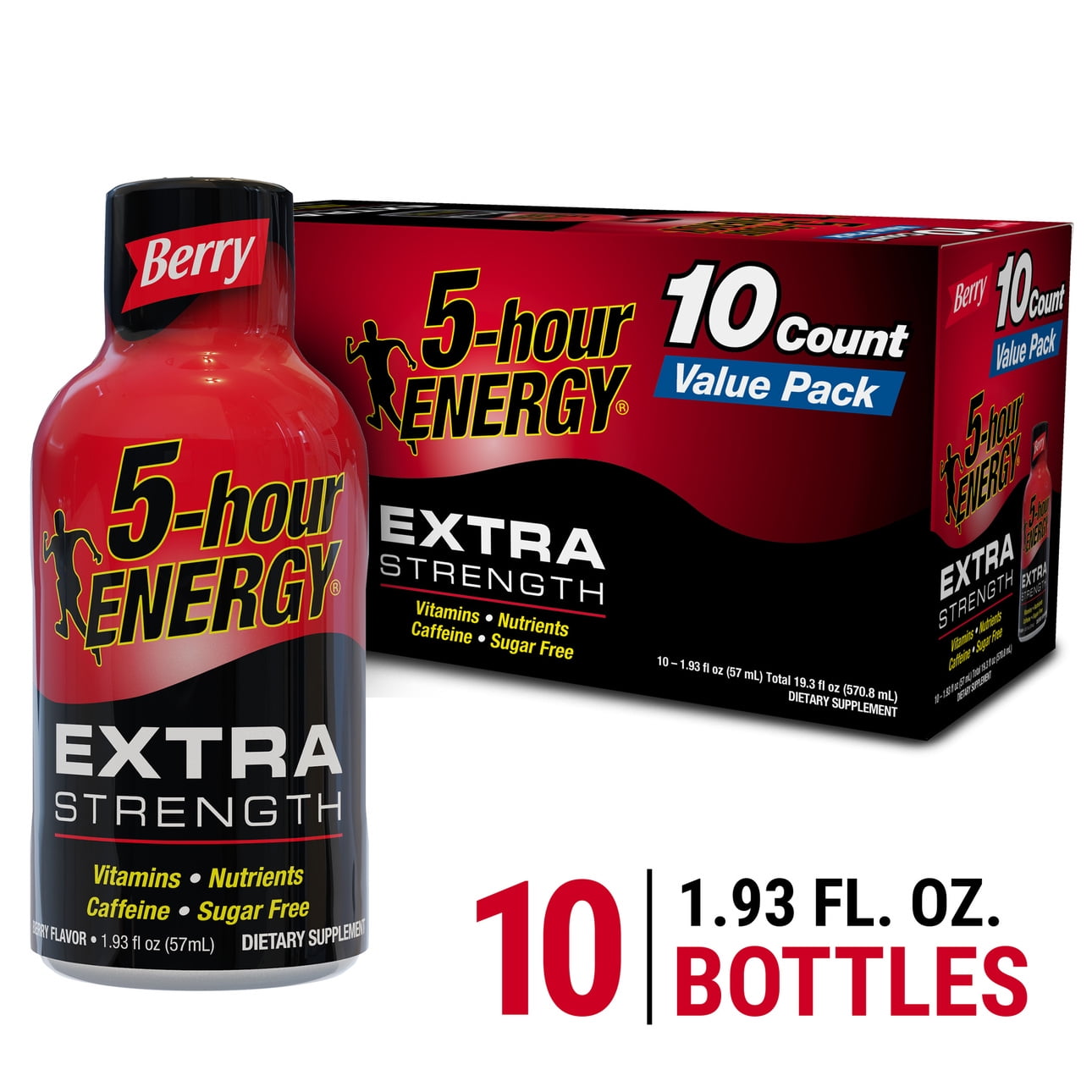 5-hour ENERGY® Shot, Extra Strength, Berry, 1.93 oz, 10 Count - Walmart.com