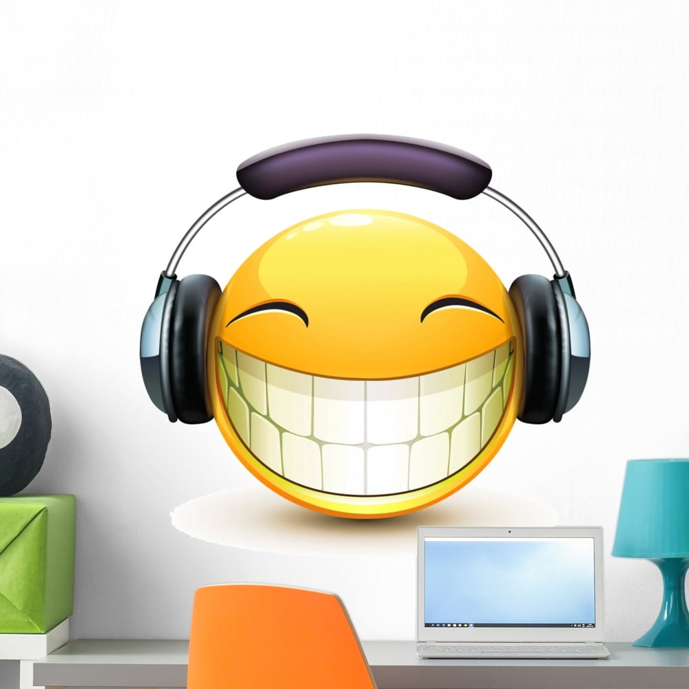 Musical Emoticon Wall Decal Mural by Wallmonkeys Vinyl Peel and Stick ...