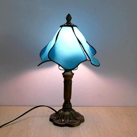 Tiffany Table Lamp Stained Glass Reading Lamp Beside Desk Light Resin ...