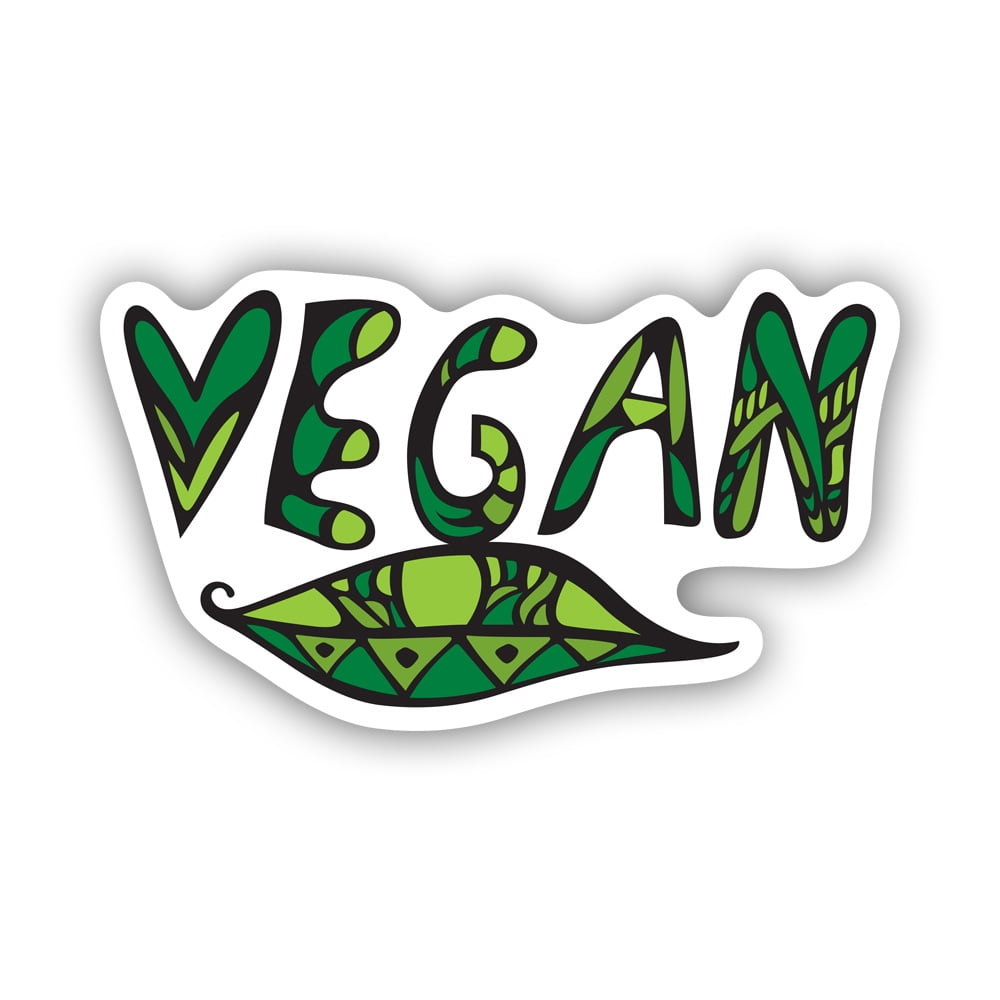Green Leaf Vegan Sticker Decal - Self Adhesive Vinyl - Weatherproof ...