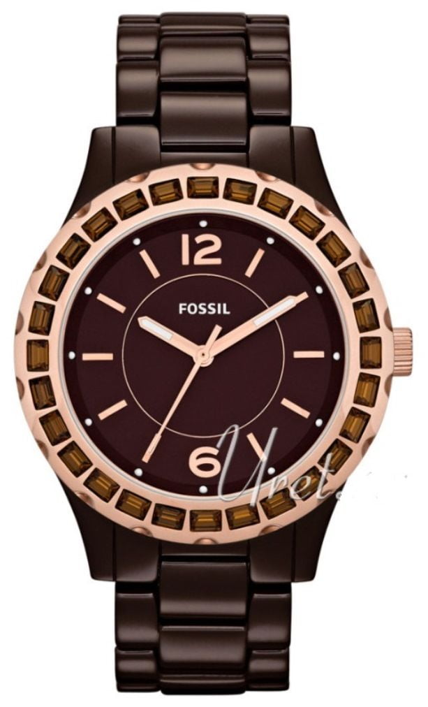 FOSSIL Ladies Brown Ceramic Glitz Dial Watch CE1070 $225.00 - Walmart.com