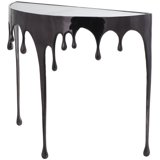 DecMode 36 x 32 Black Aluminum Console Table with Melting Legs and ...