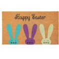 17" X 29" Natural Aqua And Purple Bunny Happy Easter Coir Outdoor Door ...