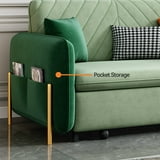 Comfor U Modern Velvet Multiple Side Pockets Sleeper Sofa with Pillows ...