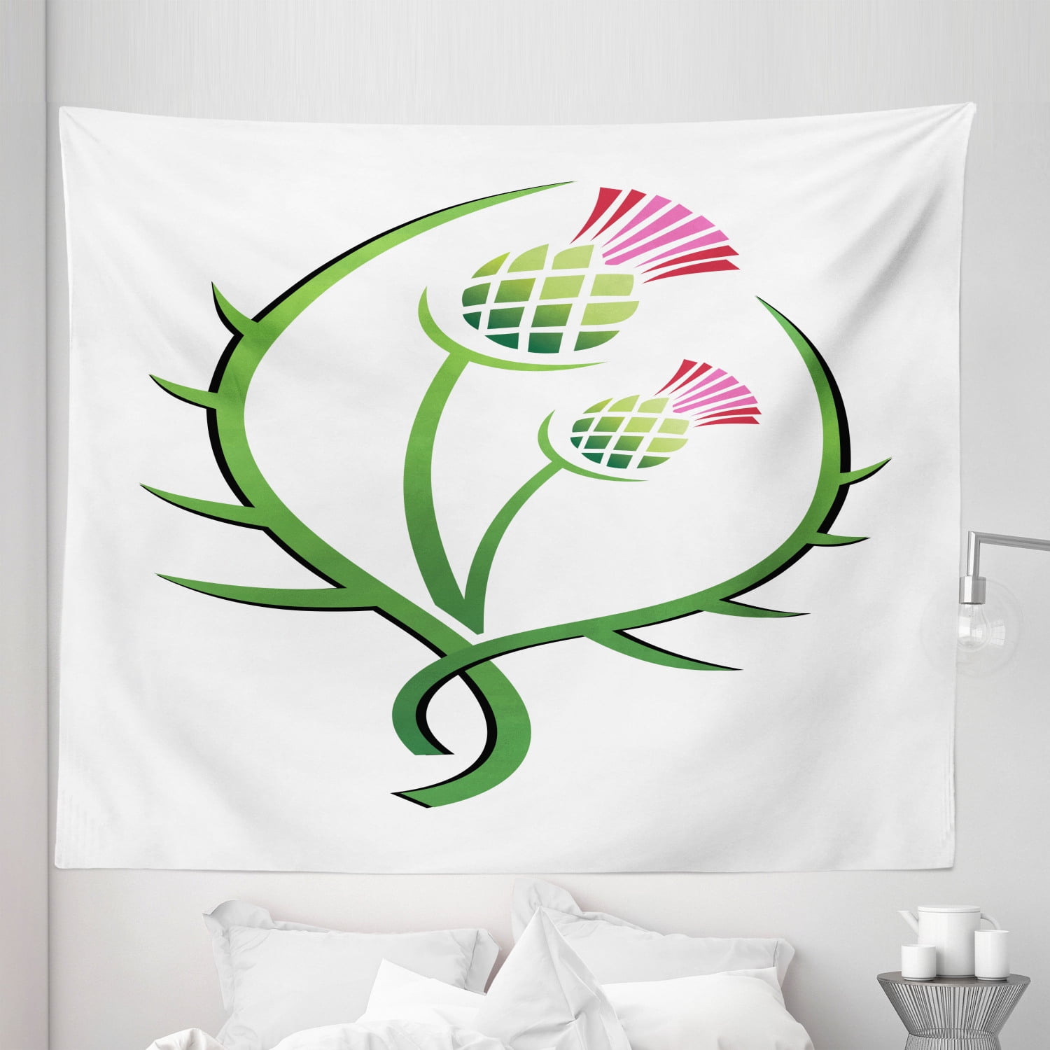Thistle Tapestry, Thistle Illustration Graphic Floral Theme for Scotland Flower, Fabric Wall ...