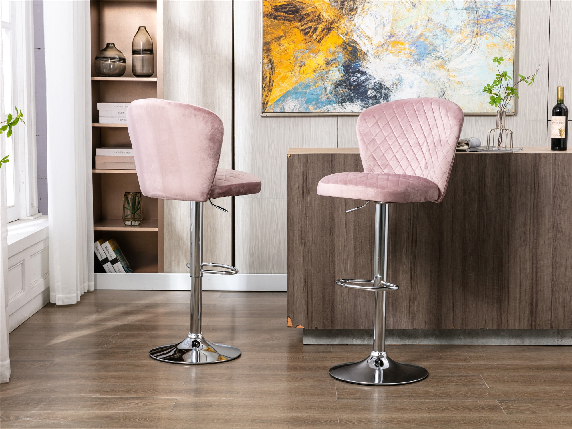 Modern Counter Height Dining Chairs Set of 2, Upholstered Adjustable ...