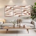 Abstract Lines Canvas Wall Art 3 Panels, Brown Water Ripple Modern Art ...