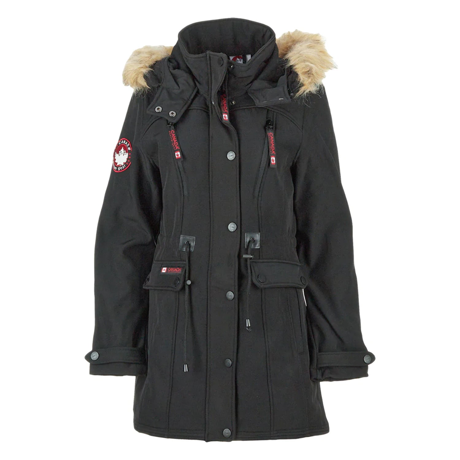 Canada Weather Gear Women's Softshell Anorak with Faux Fur Trim Hood ...