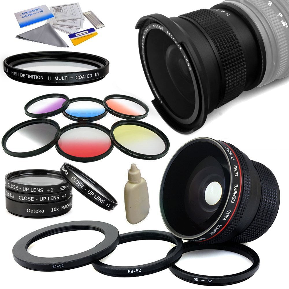 Pro .20x + .35x Fisheye Lens + UV Filter + Close Up Macro Filter Set ...