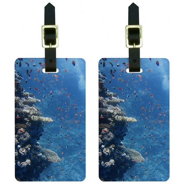 Underwater Coral Reef Scuba Dive Diver Luggage Tags Suitcase ID, Set of ...