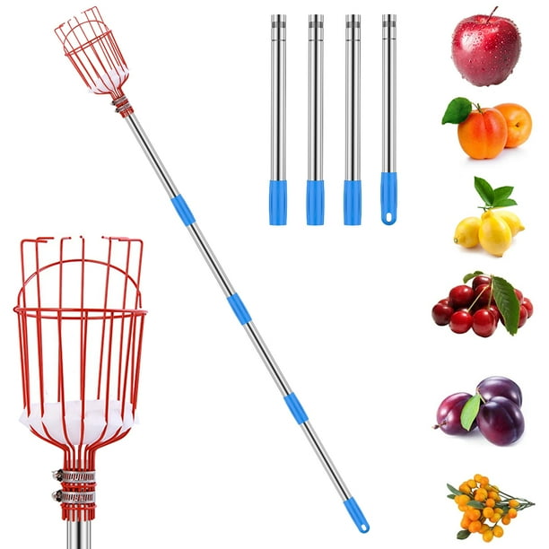 Niyofa Fruit Picker Stick with Telescoping Pole Stainless Steel Fruit ...