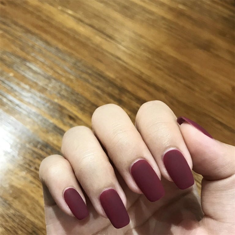 Dark Red Matte Nails