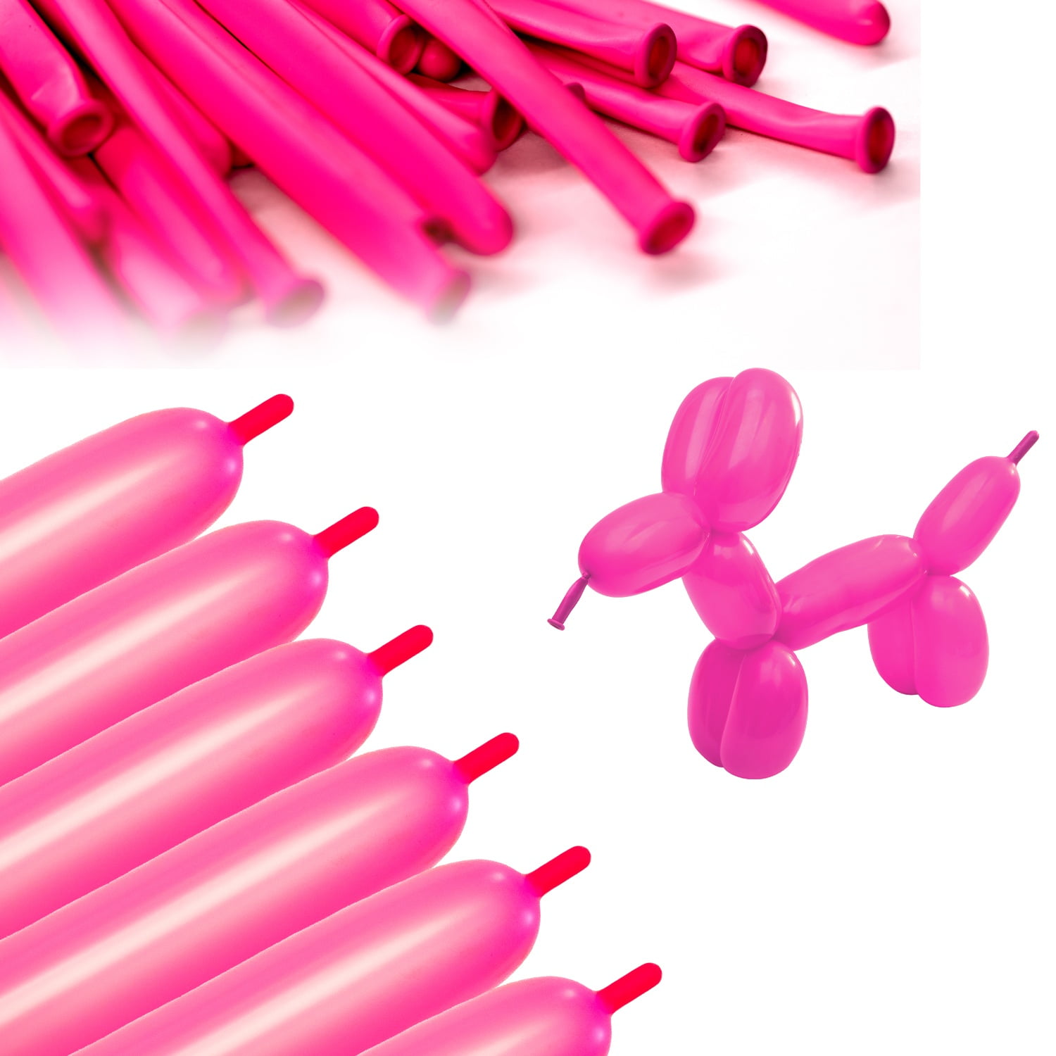Clownatex 260 Long Twisting Neon Pink Balloons (100 pcs) for Balloon ...