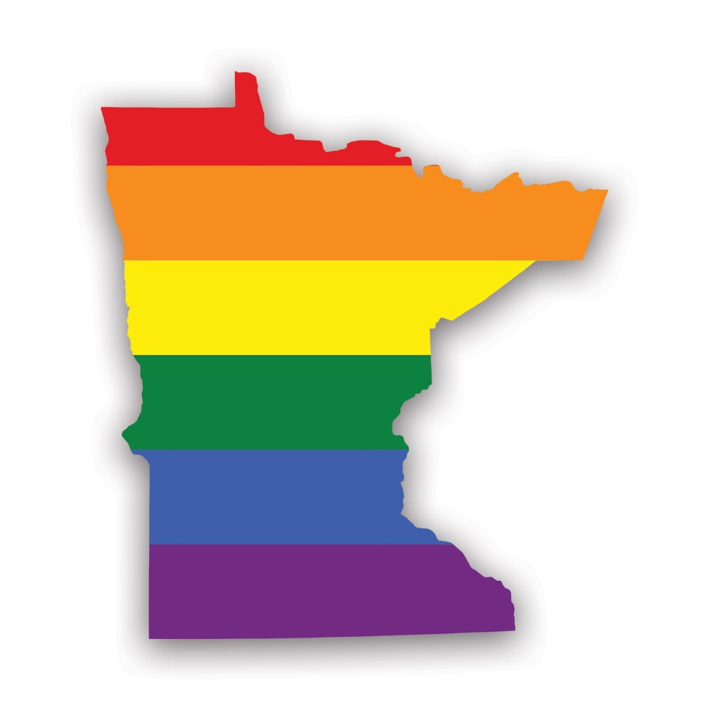 Minnesota State Shaped Gay Pride Rainbow Flag Sticker Decal Self