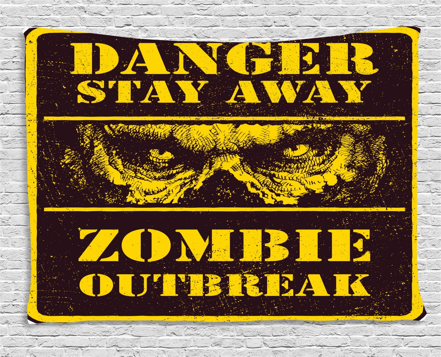 Zombie Decor Tapestry, Danger Stay Away Outbreak Message Monster ...