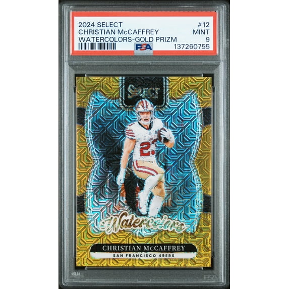2024 Panini Select Watercolors Christian Mccaffrey #12 Gold Prizm /10 ...