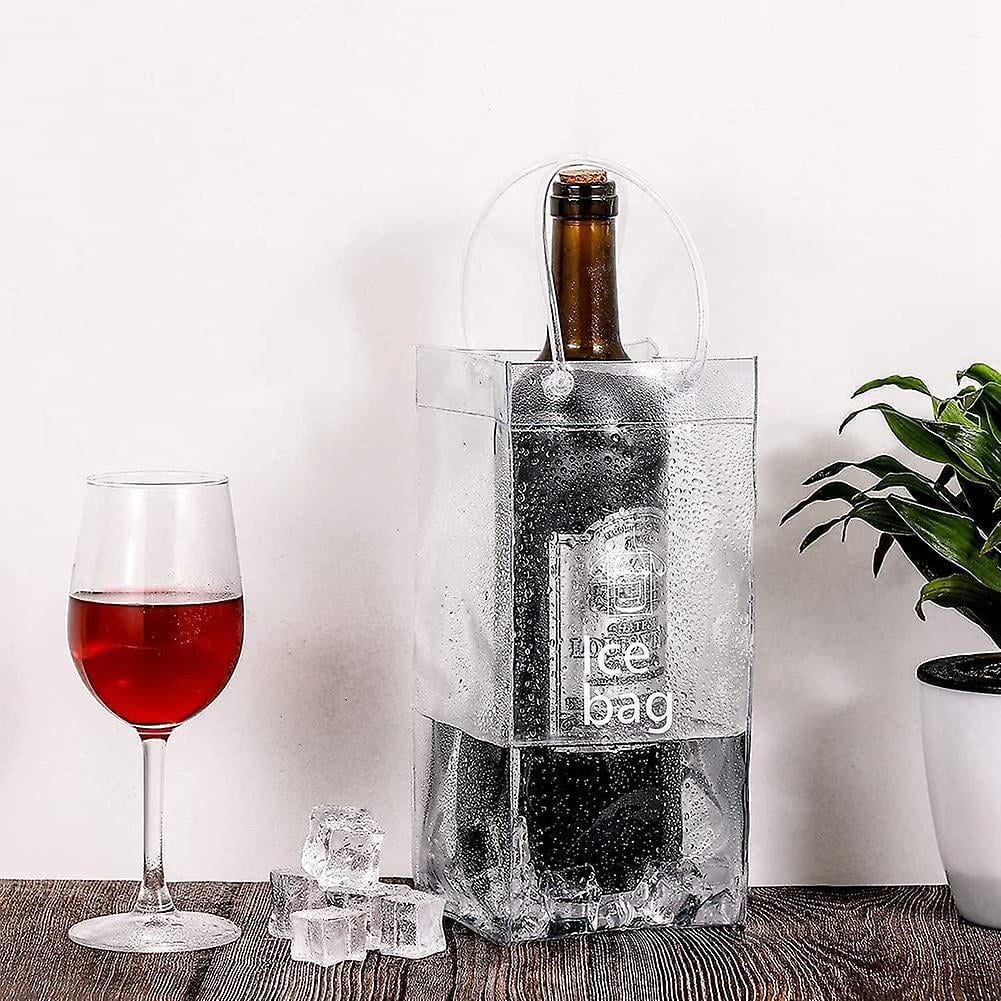 3 Pieces Portable Ice Wine Bag Wine Cooler Bag Pvc Wine Pouch Bags With Handle