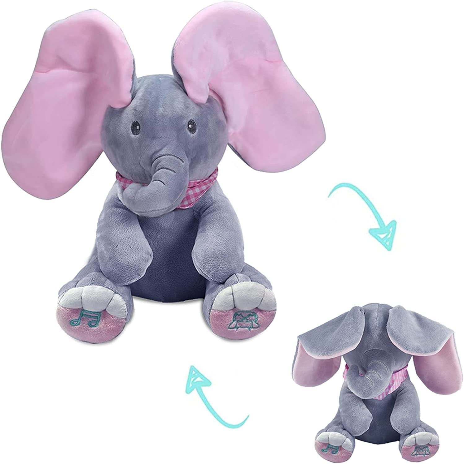 Plush Toy peek-a-Boo Elephant, Hide-and-Seek Game Baby Animated Stuffed ...