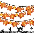 Coolmade Pumpkin Decorations 10ft 20 Led Lighted Garland Fall Leaves
