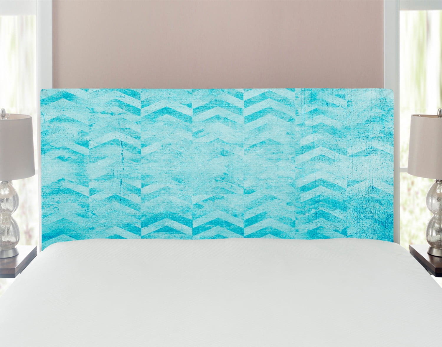 Turquoise Headboard, Geometric Design Chevron Patterns on Old Vintage ...