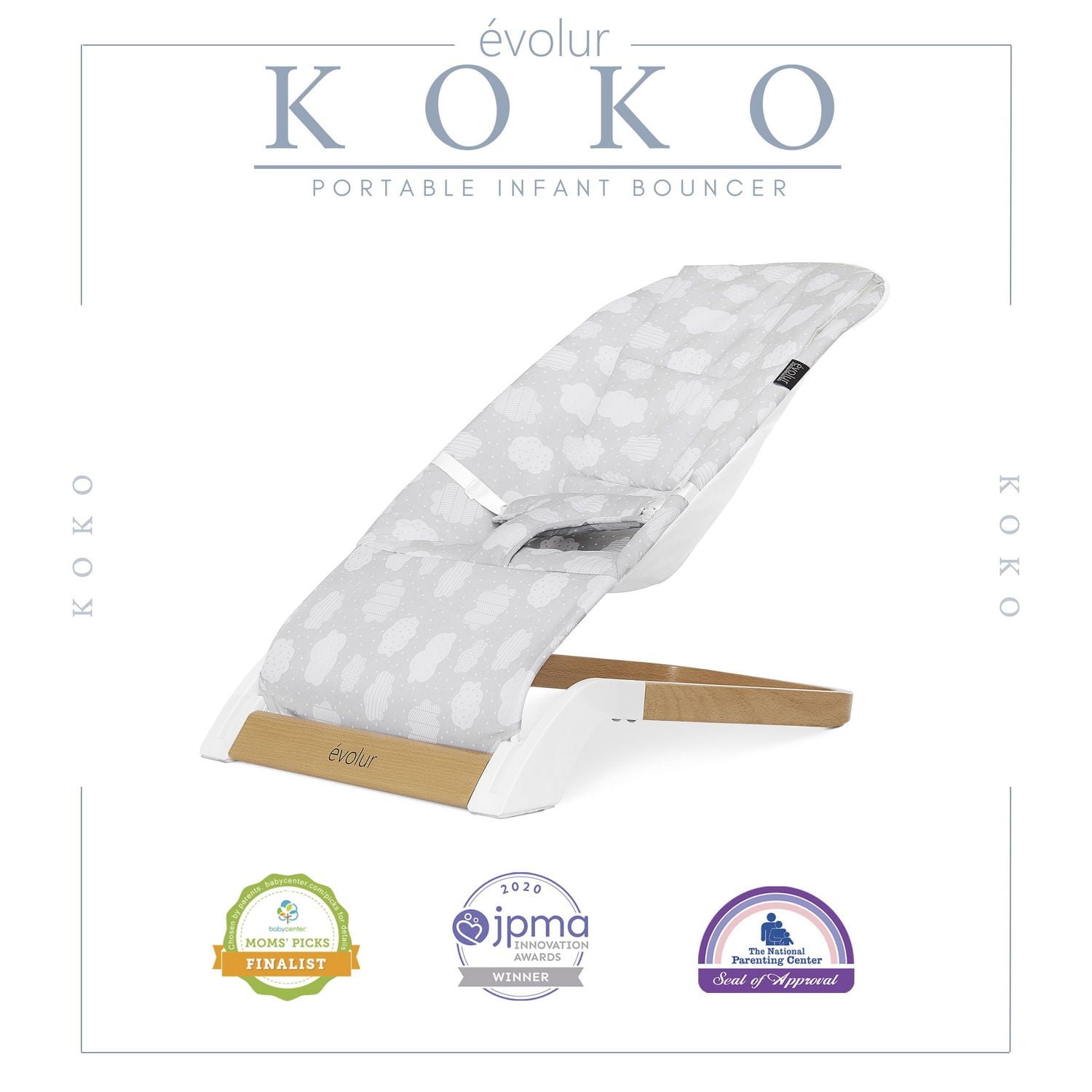 Evolur Koko Portable Infant Bouncer in Black Breathable Fabric - Walmart.ca