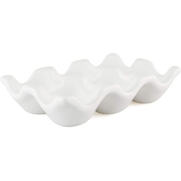 Ceramic Egg Holder 6 Cups Porcelain Egg Tray Set Kitchen Restaurant ...