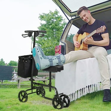 Costway Steerable Foldable Knee Walker Scooter Turning Brake Basket ...