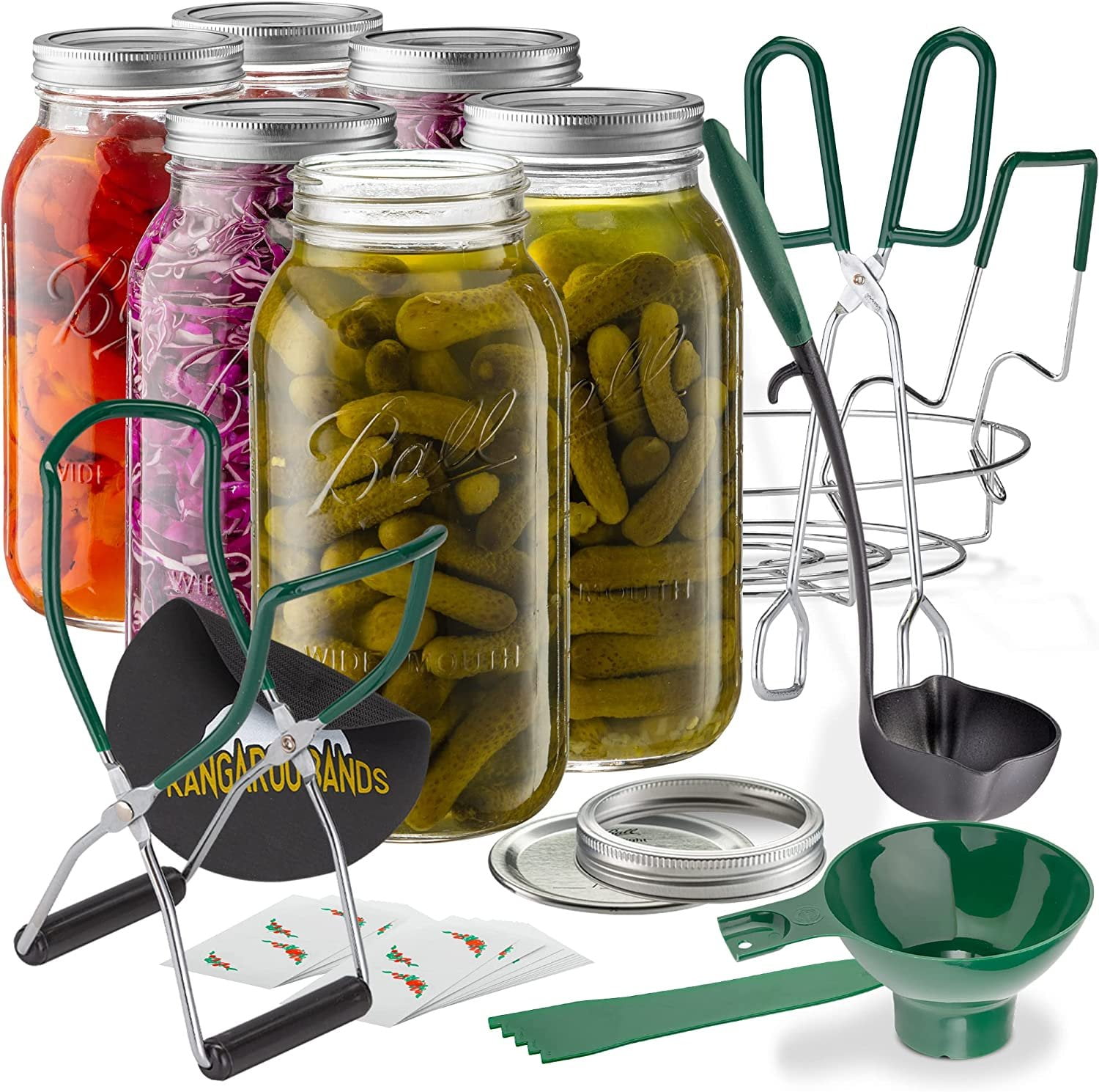 Ball Wide Mouth Canning Jars Kit 64 oz Wide Mouth Mason Jars and Lids 6 ...