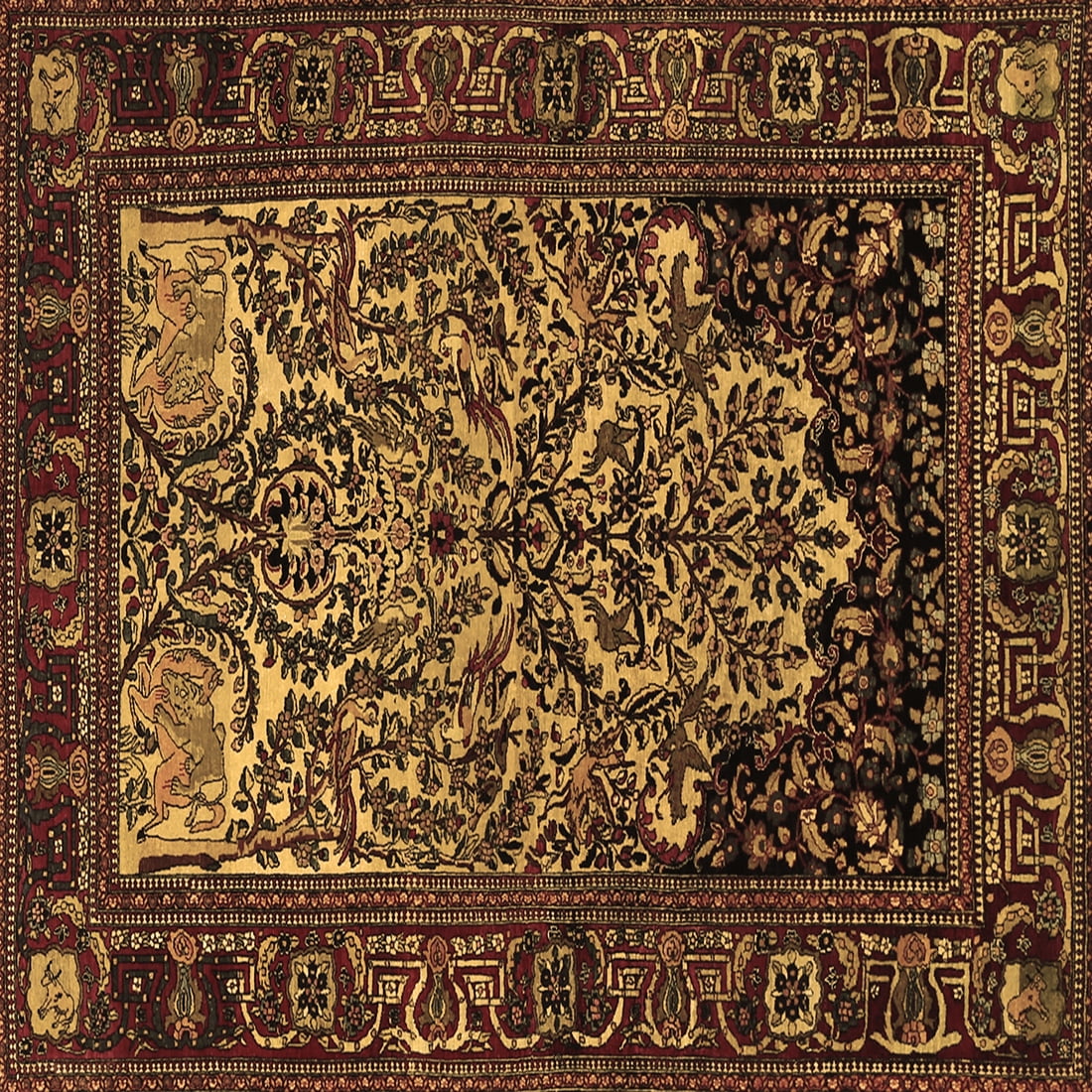 Ahgly Company Indoor Square Persian Brown Traditional Area Rugs, 4 ...