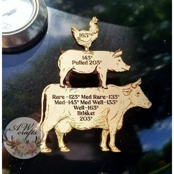 LSLJS Wooden Meat Temperature Magnet, Chicken, Beef, Pork, Fish Cooking ...